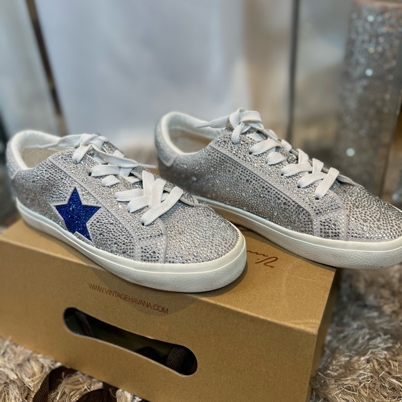 Vintage Havana | Shoes | Splash Silver Rhinestone Sneakers By Vintage ...